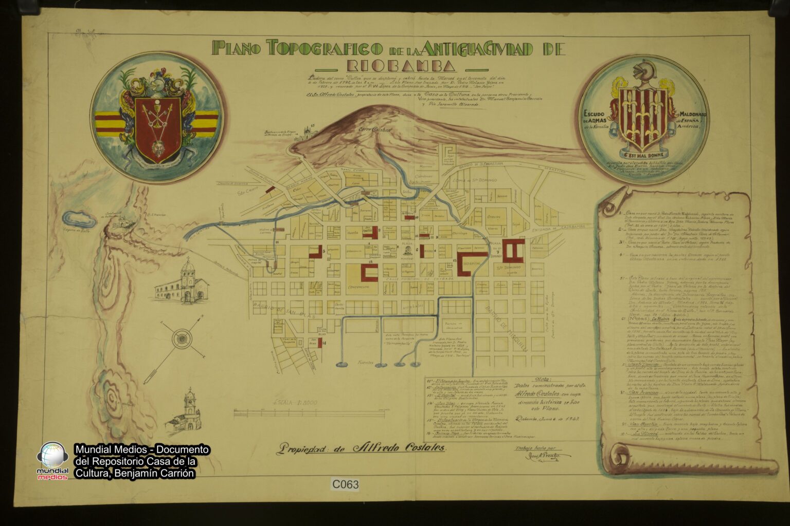 Plano Topográfico de la Antigua Ciudad de Riobamba - Mundial Medios